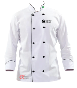Dolmã elegante e confortável em algodão brim beve, uniforme perfeito ...